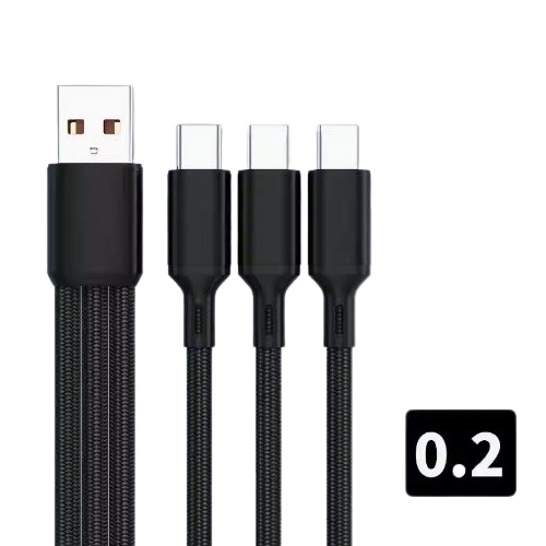 Cable USB A a 3 tipo C. 5A carga rápida. 20cm | Didácticas Electrónicas I+D